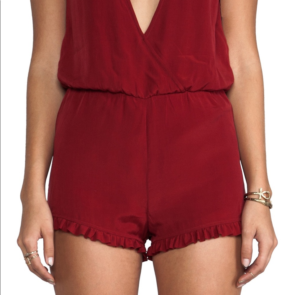 Winston White Ryder Solid Burgundy Red Romper M - Gem